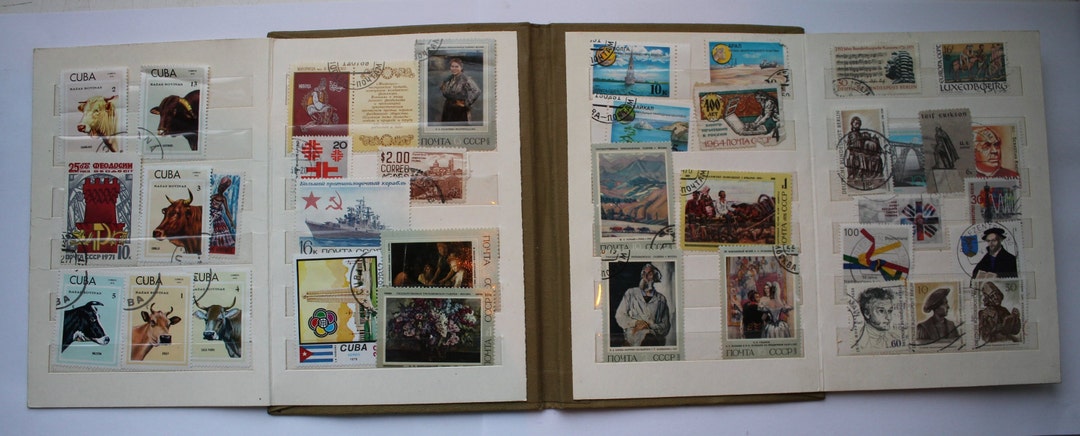 Soviet Postage Stamp Collecting Album, Vintage Soviet Stamp Book, Small ...