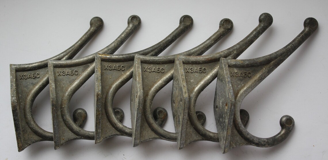Set of 6 Soviet wall hooks. Soviet coat hook. Metal wall hook. | Etsy