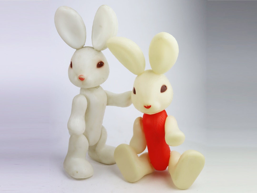 Cute Duet of Soviet Plastic Bunnies, Soviet Vintage Toy, Ussr Doll ...