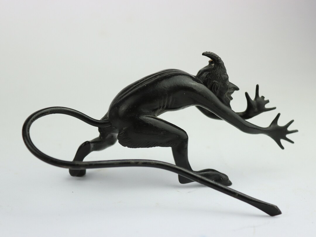 Big Damaged Soviet Metal Figurine Devil. Cast Iron Figurine Devil ...