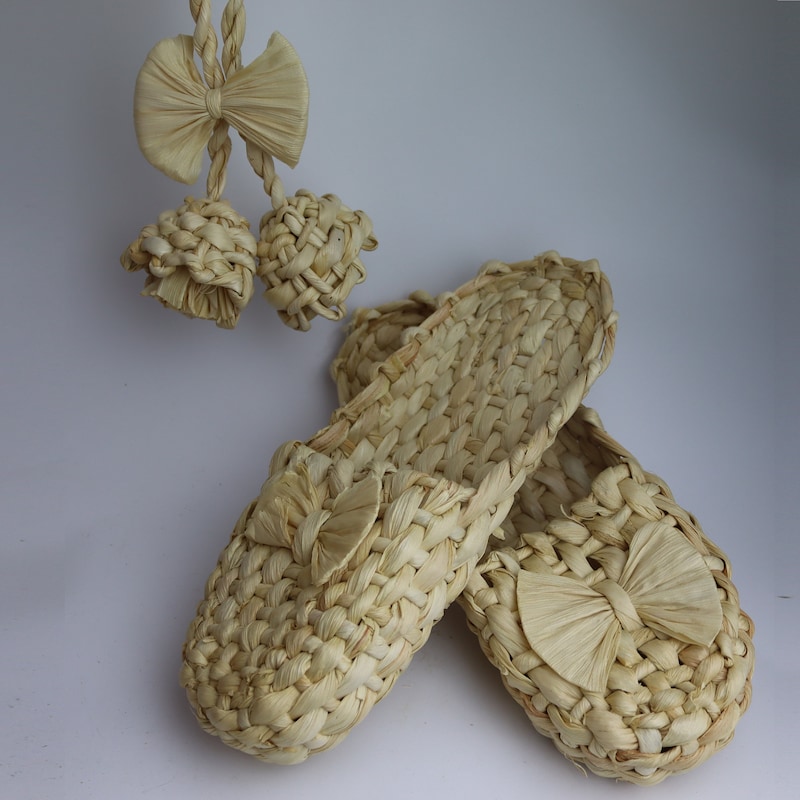 Woven Straw Shoes - Etsy