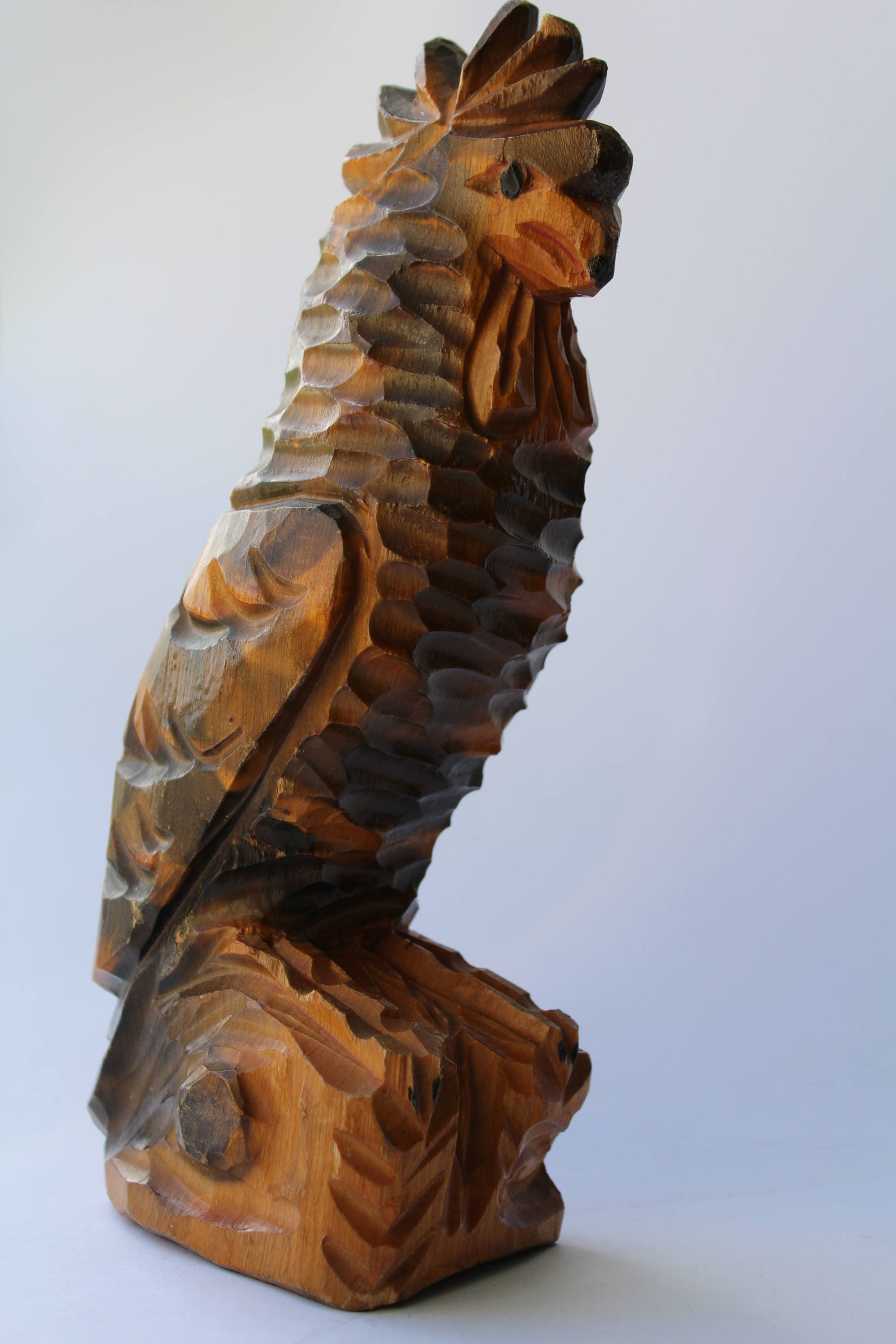 Soviet Hand Carved Wooden Parrot, Parrot Hand Made Wood, Parrot, Wooden ...