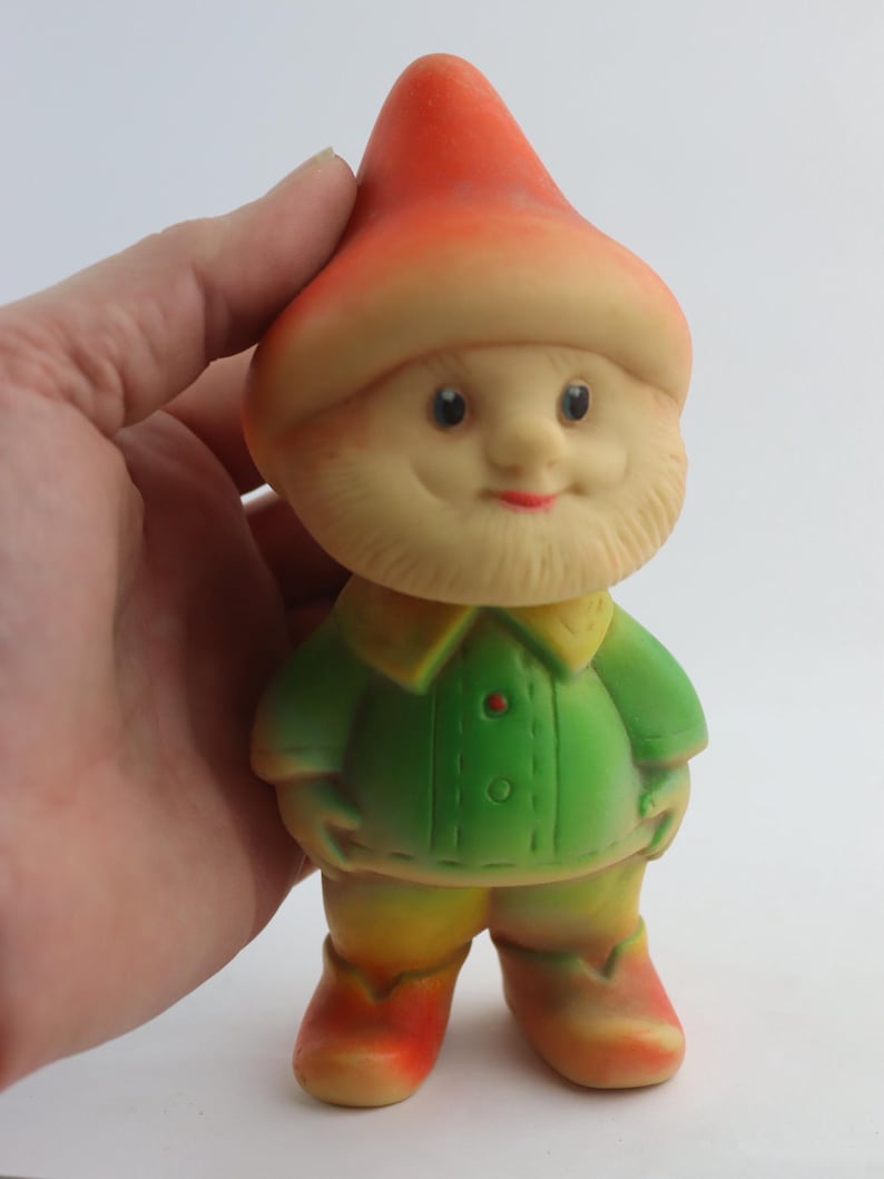 14 Cm Rare Adorable Soviet Rubber Toy Gnome, Pygmy Toy, Soviet Dwarf ...