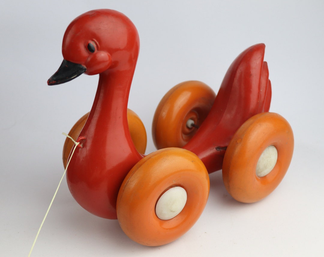 21 Cm Rare Soviet Celluloid Duck Rolling Toy, Soviet Toy, Vintage Toy ...