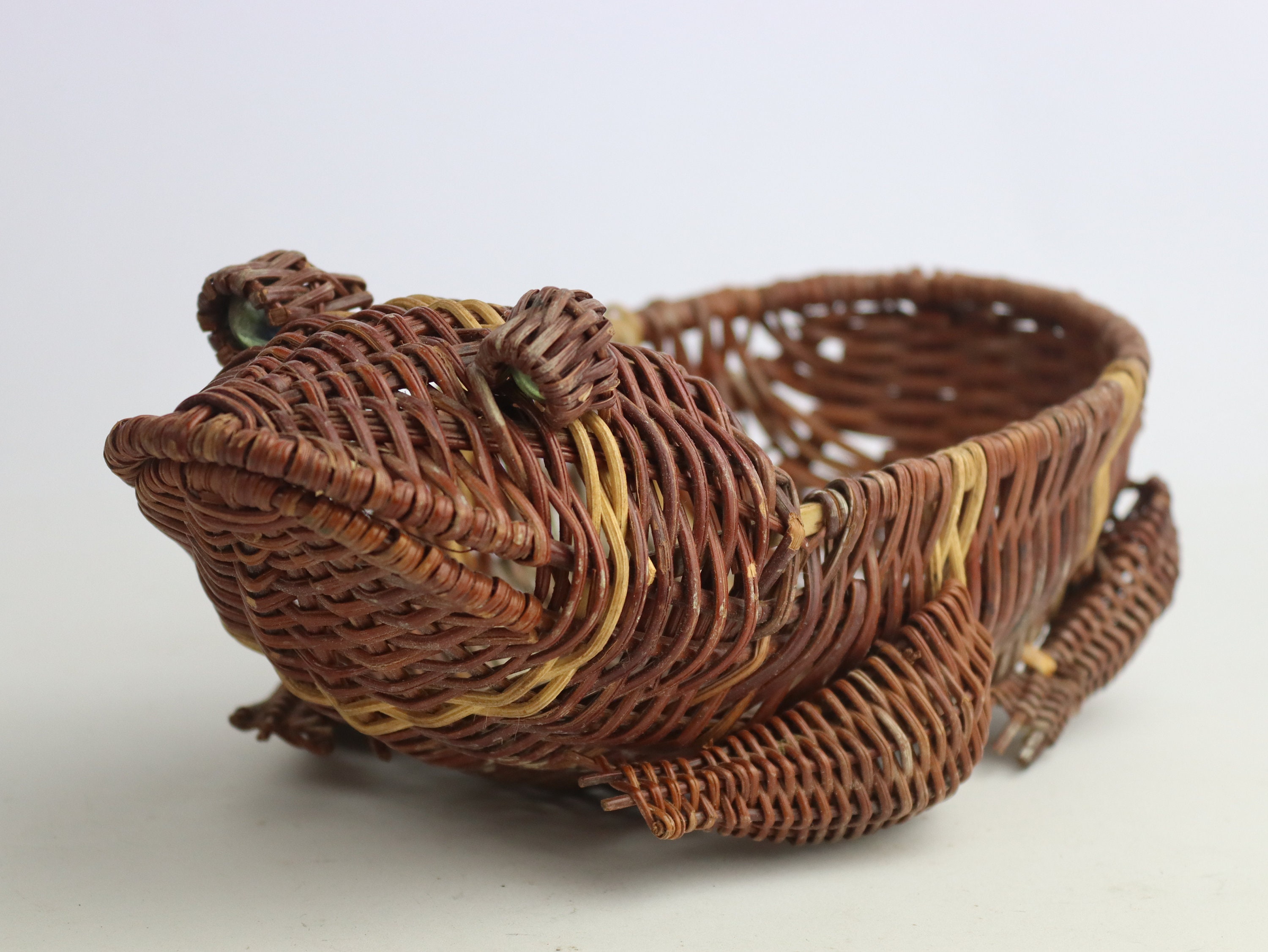Soviet Vintage Wooden Vase Frog. Rustic Style. Rustic Wicker Decor ...