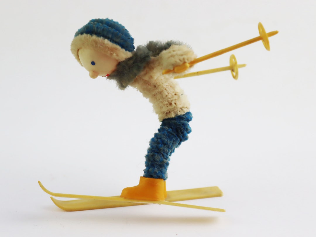11 Cm Incredibly Funny Vintage Toy Skier, Skier, Skis, Ski Poles, Skier ...
