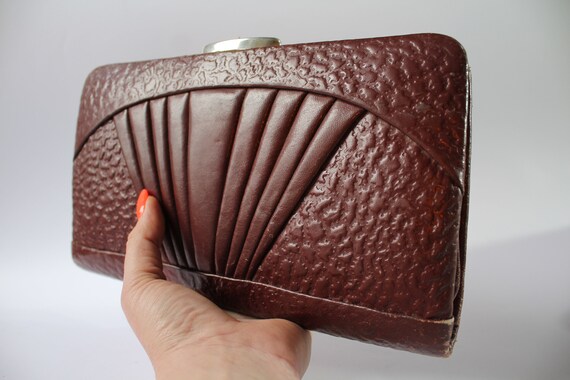 Vintage leather clutch, Soviet clutch, vintage bag. h… - Gem