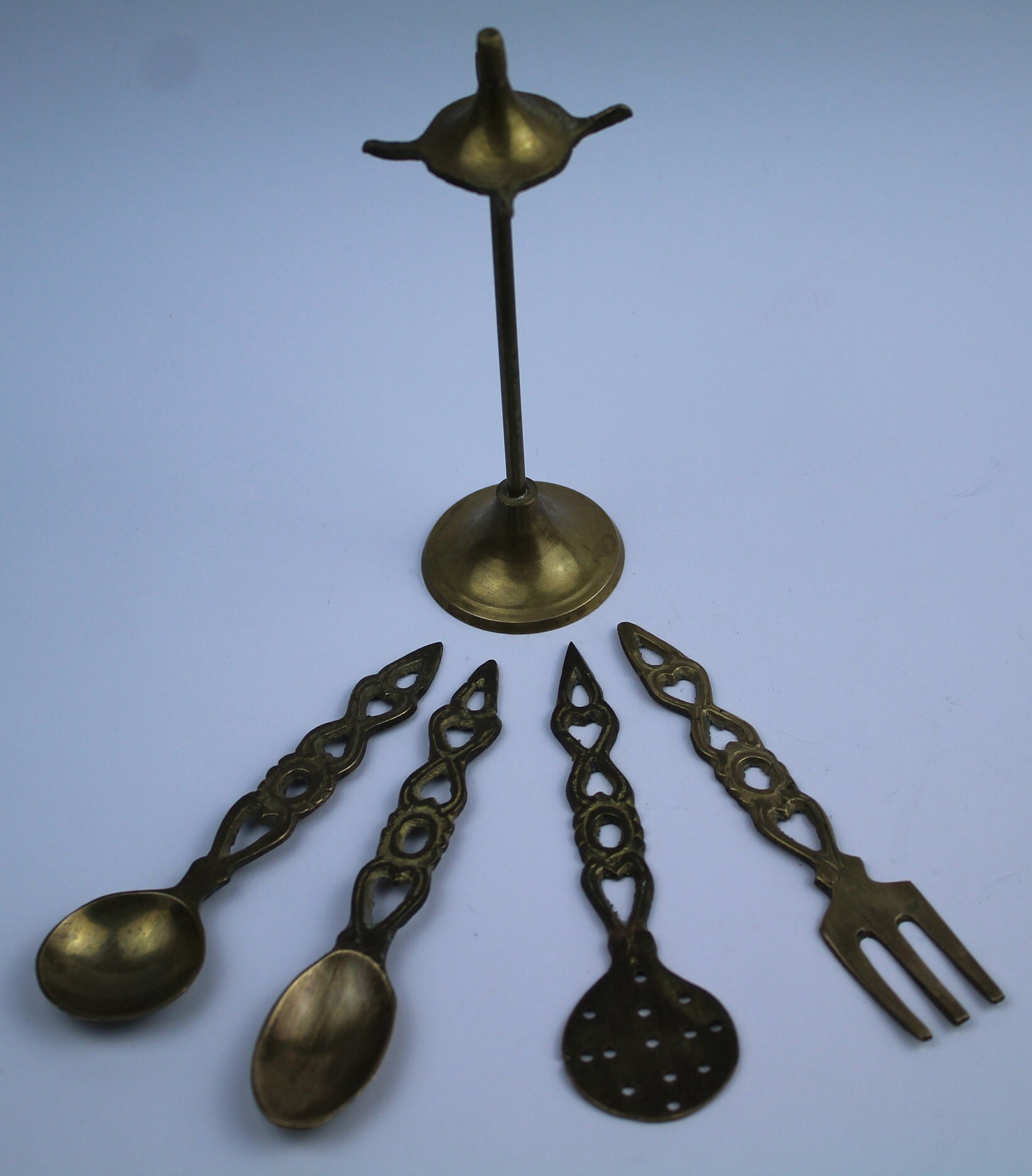 Vintage Brass Kitchen Set Metal Set. Small Spoon Colander - Etsy