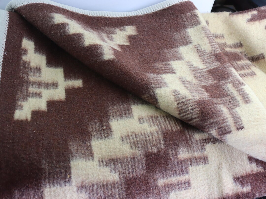 200x170 Cm Large Vintage Wool Blanket, Ussr Coverlet, Vintage Heavy ...