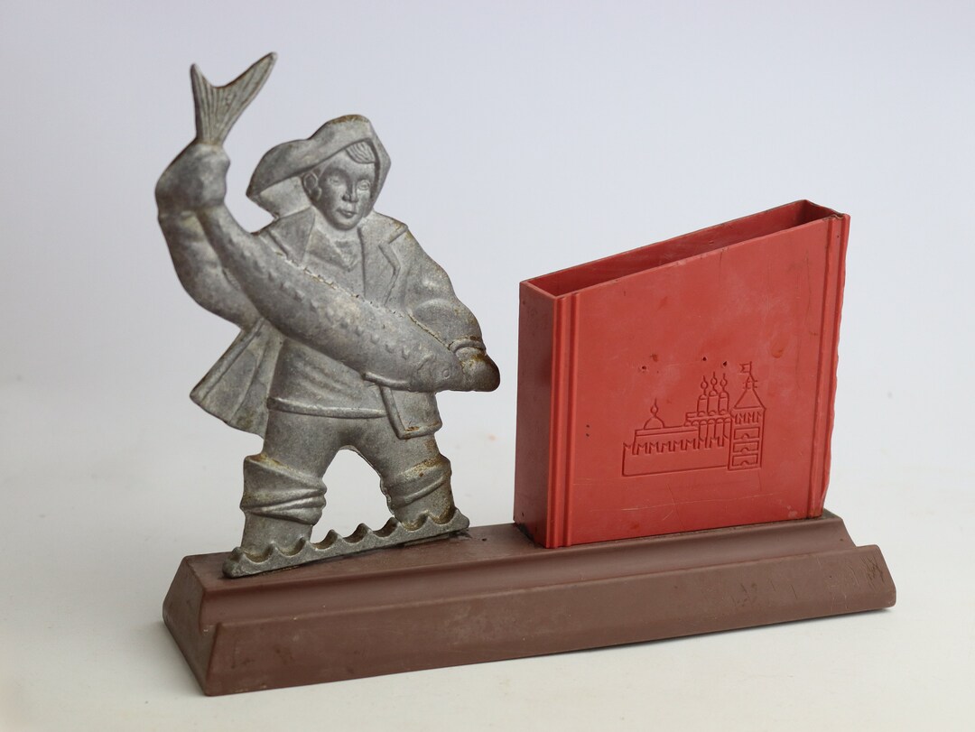 Soviet Desk Holder for Pencils and Pens. Souvenir Fisherman With Fish ...