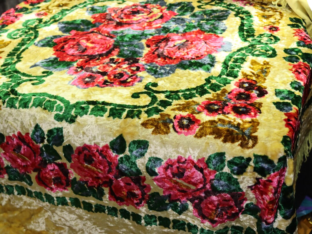 Big Soviet Plush Tablecloth, Vintage Tablecloth, Rustic Carpet, Vintage ...