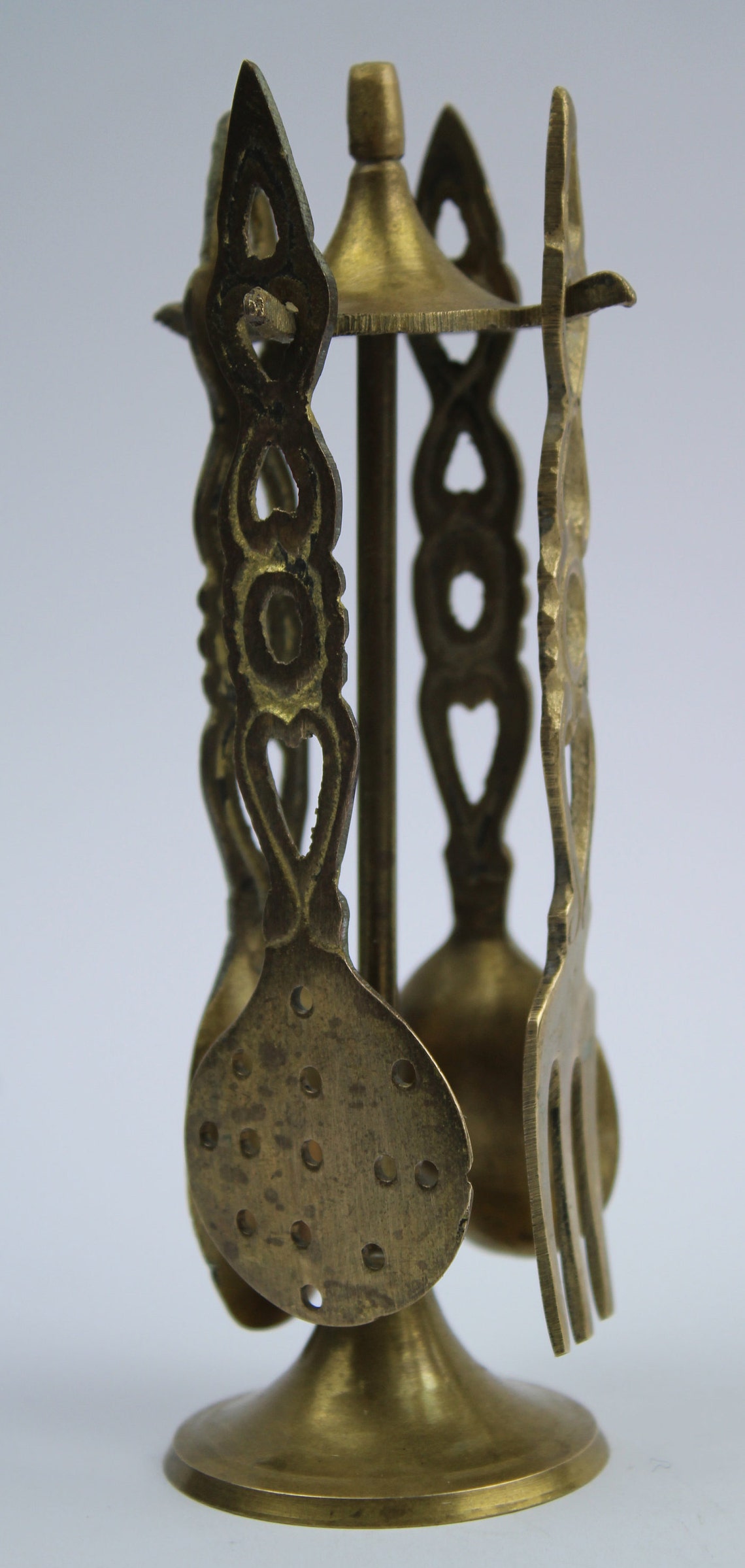 Vintage Brass Kitchen Set Metal Set. Small Spoon Colander - Etsy