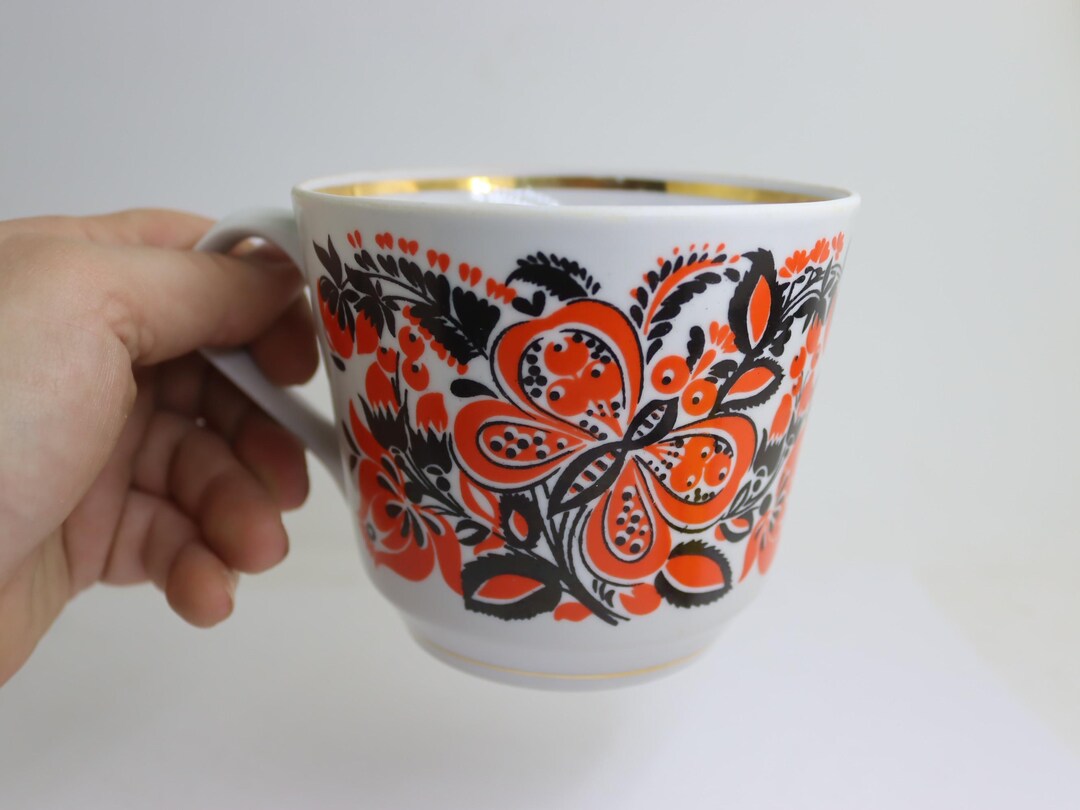 Big Soviet Porcelain Tea Mug, Hand Painted Soviet Cup, Ussr Coffee Set ...