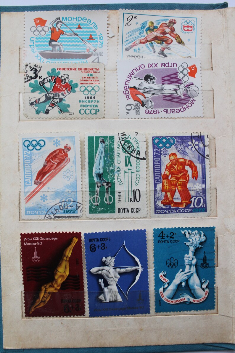 Soviet Postage Stamp Collecting Album, Vintage Soviet Stamp Book, Small ...
