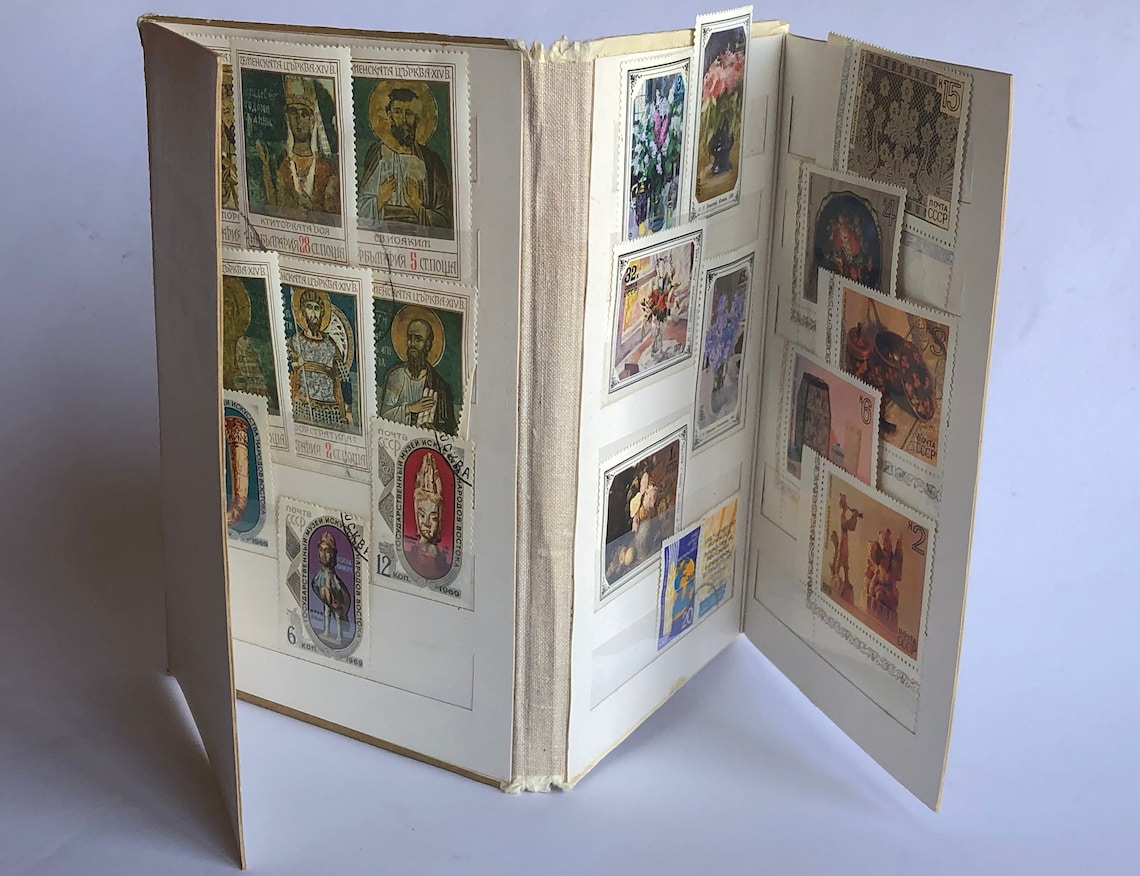 Soviet Postage Stamp Collecting Album , Vintage Stamp Book, Small Stamp ...