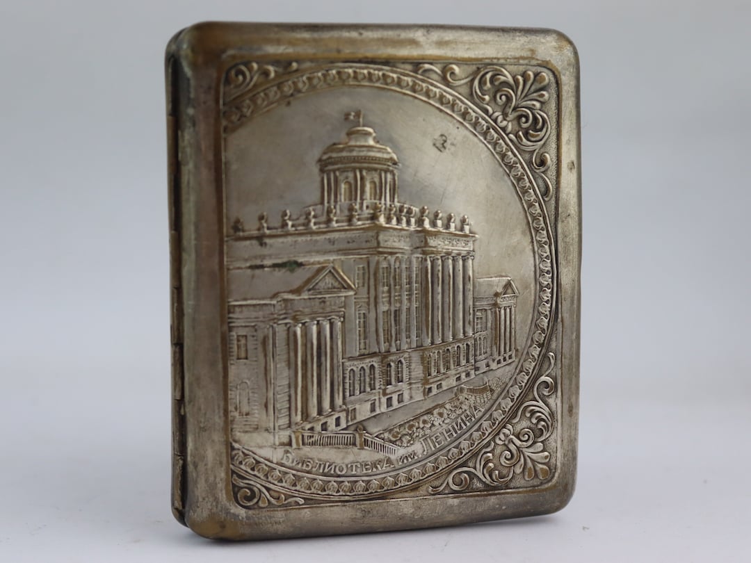 Very Rare Soviet Brass Cigarette Case Lenin Library. Tobacco Box USSR ...