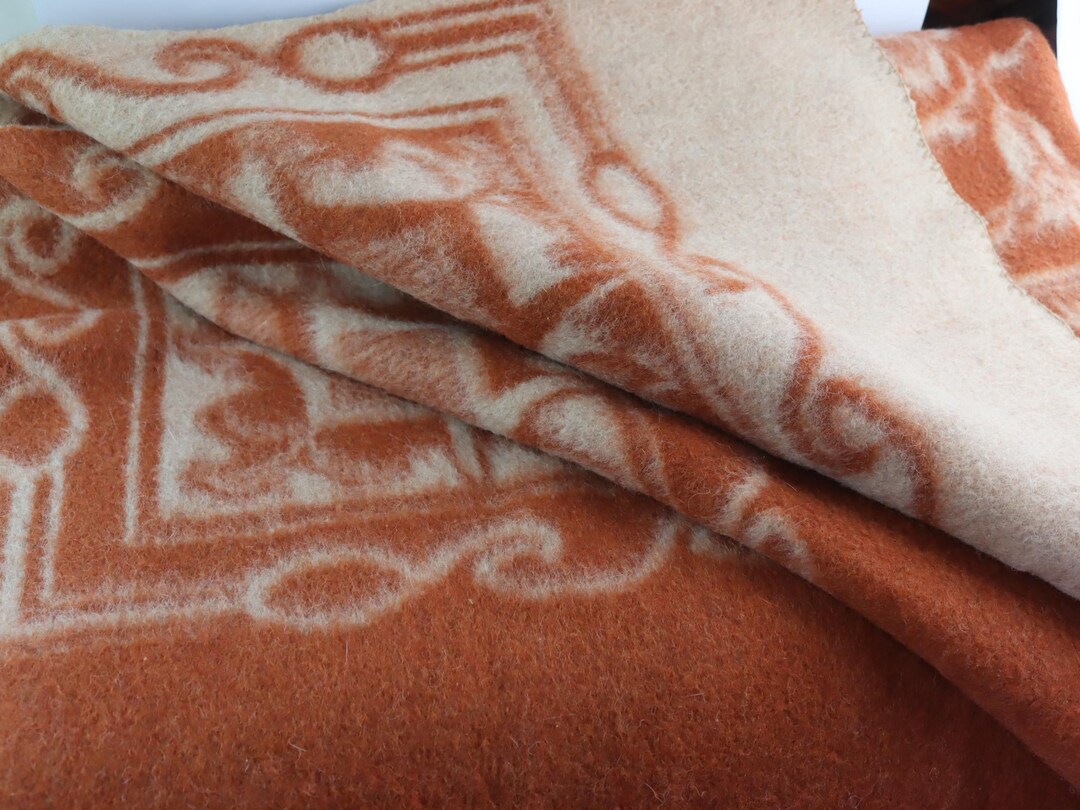 230x150 Cm Large Vintage Wool Blanket, Ussr Coverlet, Vintage Heavy ...