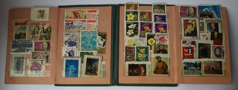 Soviet Postage Stamp Collecting Album, Vintage Soviet Stamp Book, Small ...