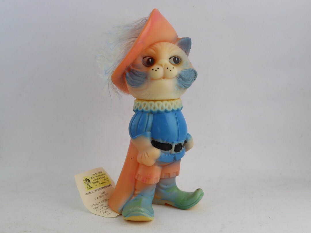 22 Cm New Vintage Rubber Puss in Boots, Kitty, Soviet Cat, Soviet Doll ...