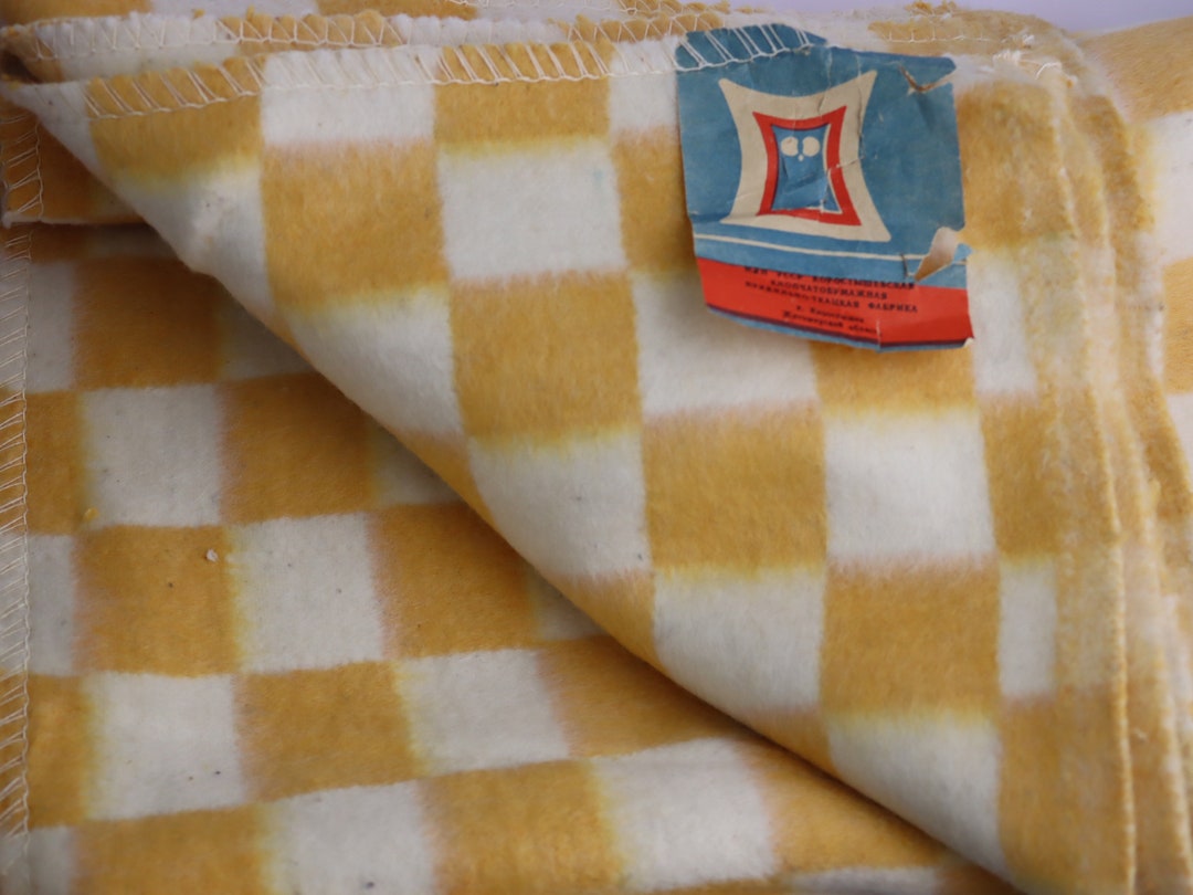 NEW 140x100 Cm Vintage Wool Cotton Blanket, Ussr Coverlet,soviet Heavy ...