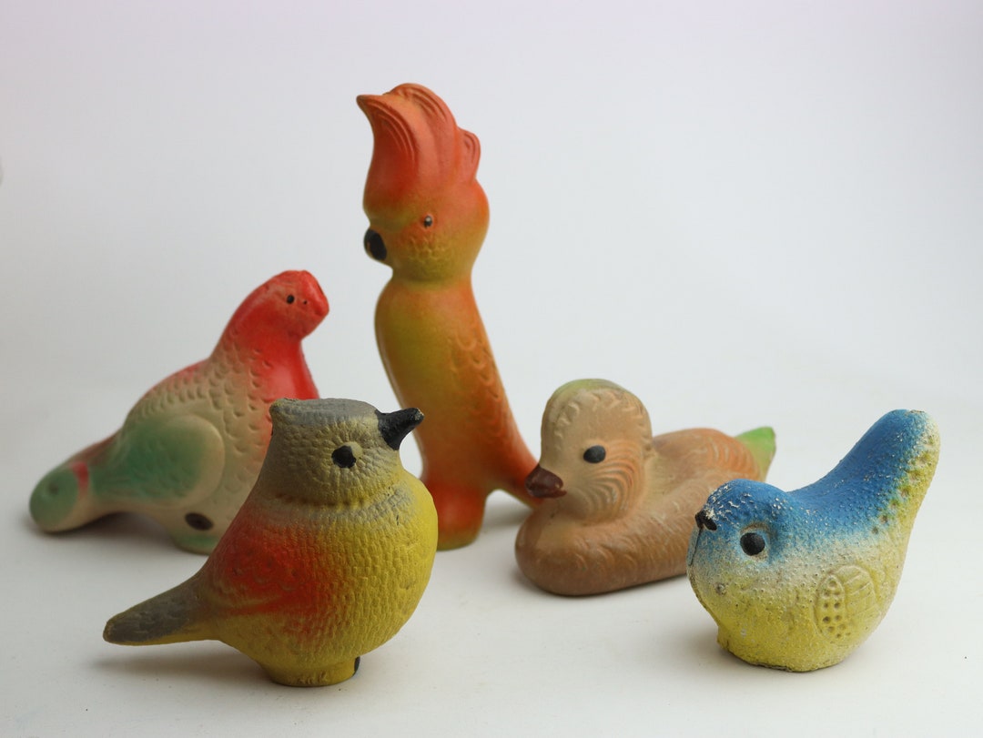 Vintage Flock of Birds. Soviet Rubber Bird Toy. Ussr Pheasant. Duck ...