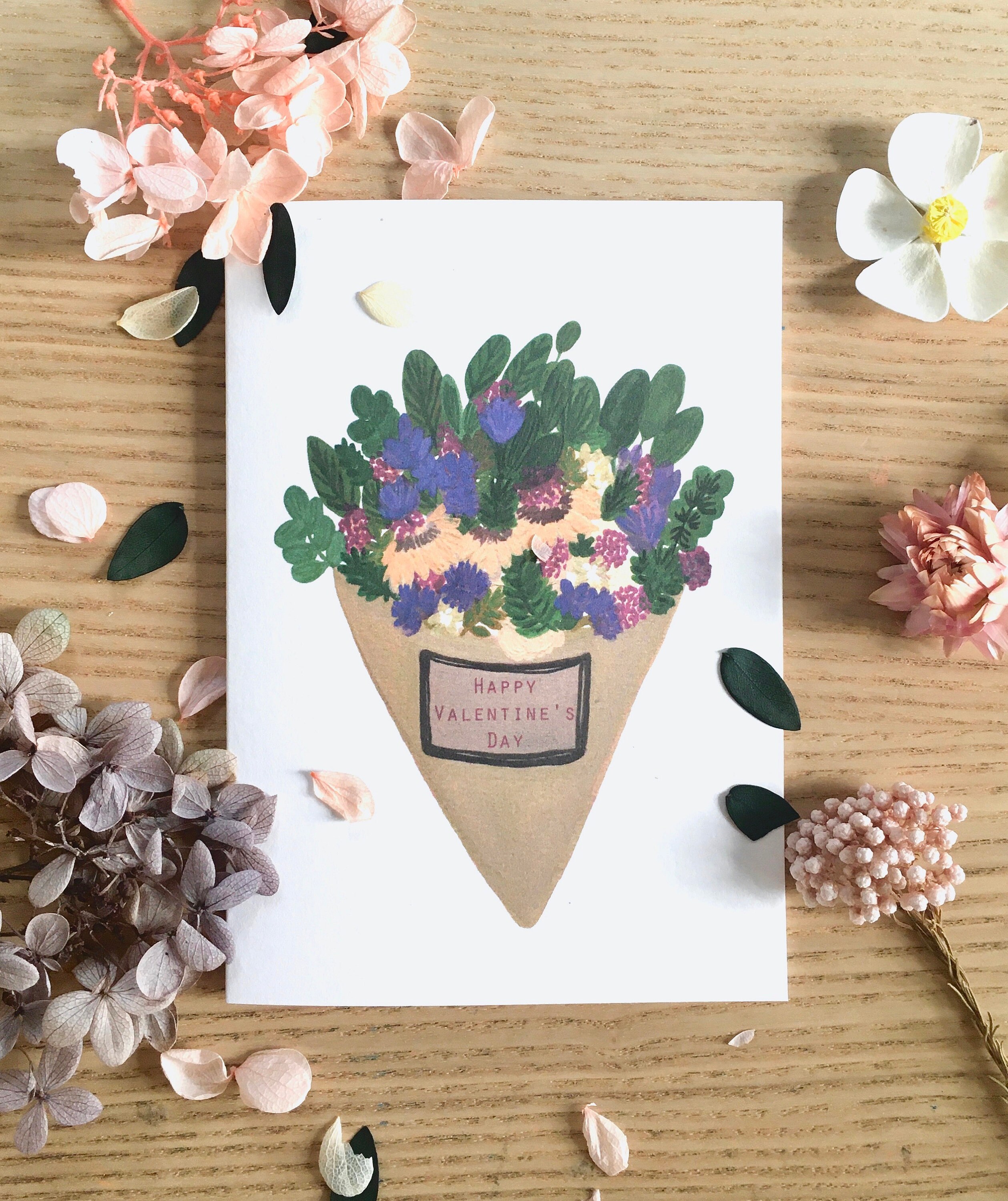 Valentine's Day Card, Happy Valentine Card, Valentine's Flower Bouquet ...