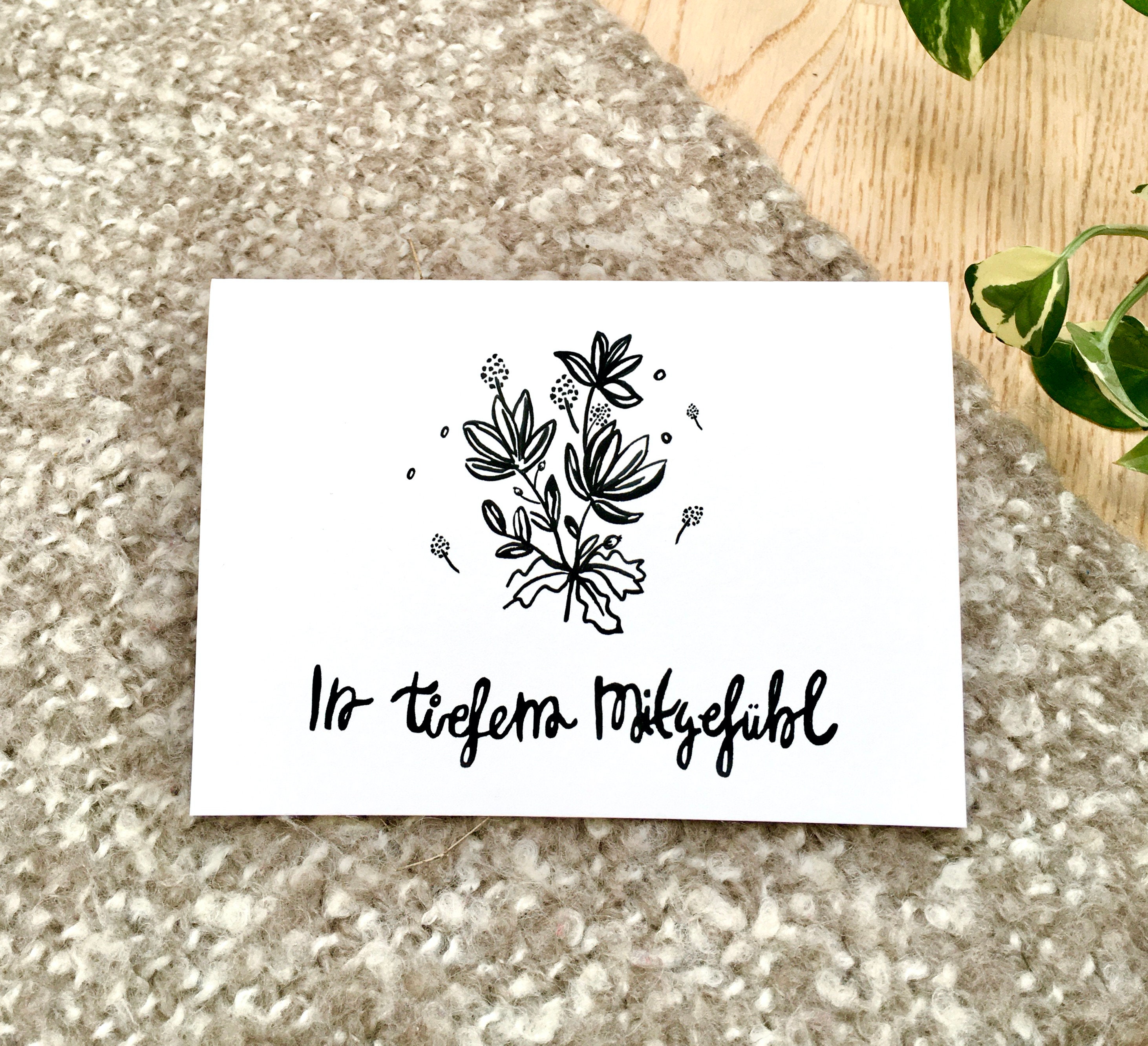 German Condolence Card: Hand-painted Floral Sympathy Card - Etsy