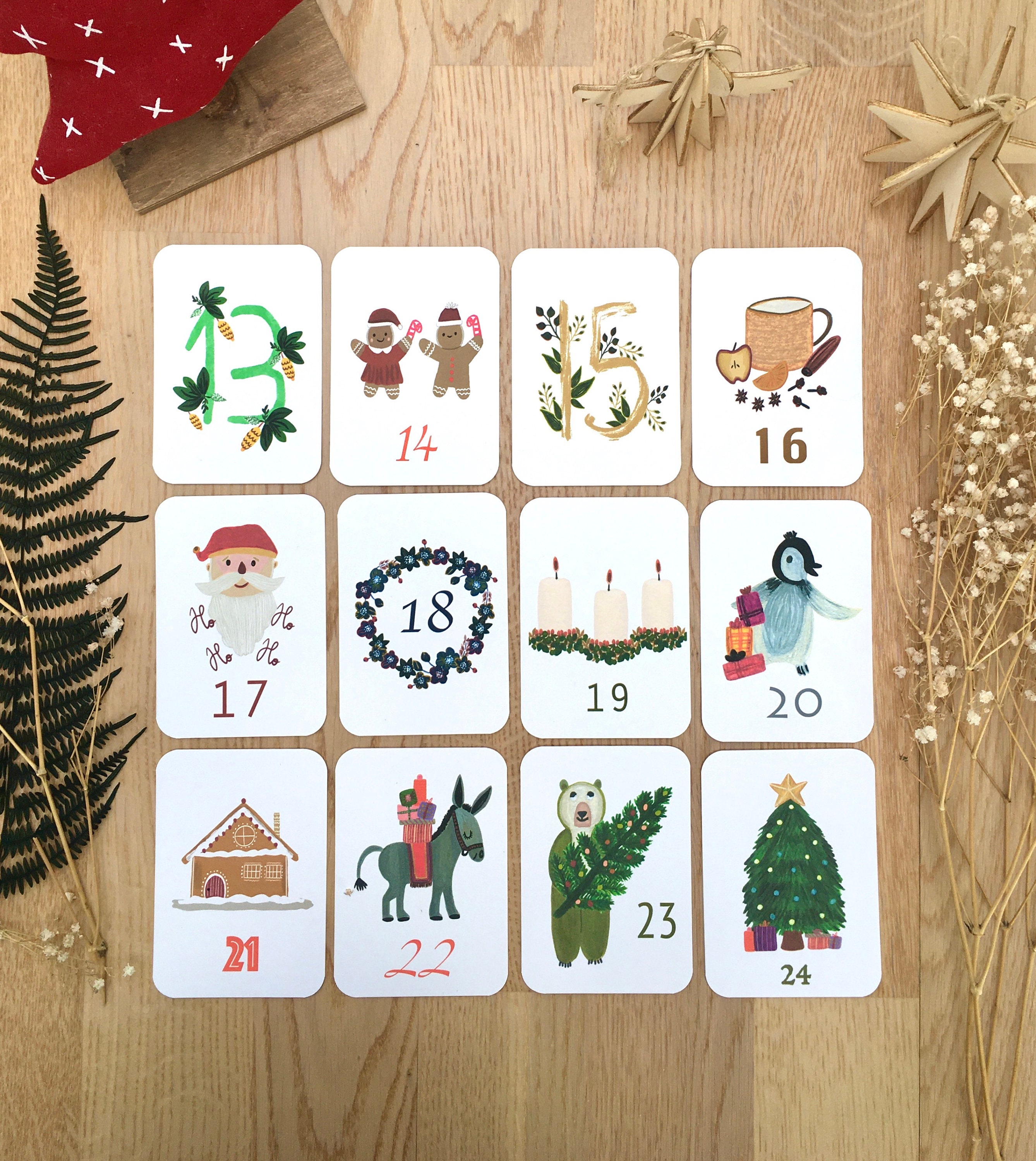 Advent Calendar Cards 24 Advent Cards Advent Theme - Etsy