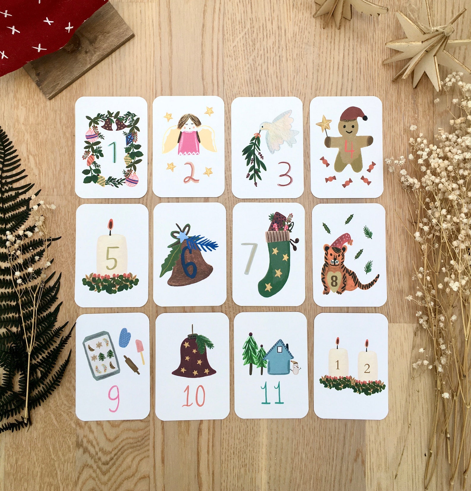 Advent Calendar Cards 24 Advent Cards Advent Theme - Etsy