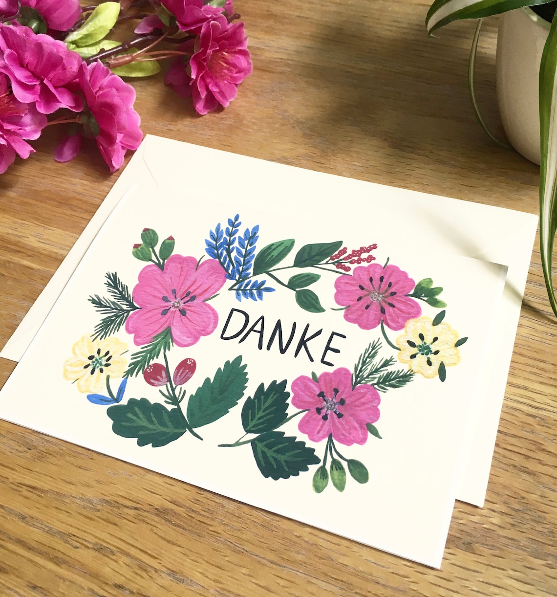 Thank You Card German Greeting Card Grusskarte Dankeskarte - Etsy
