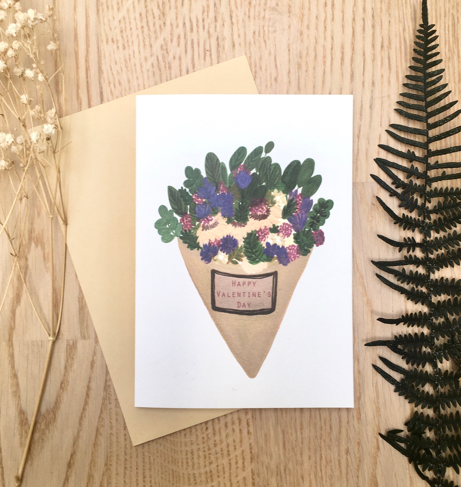 Valentine's Day Card, Happy Valentine Card, Valentine's Flower Bouquet ...