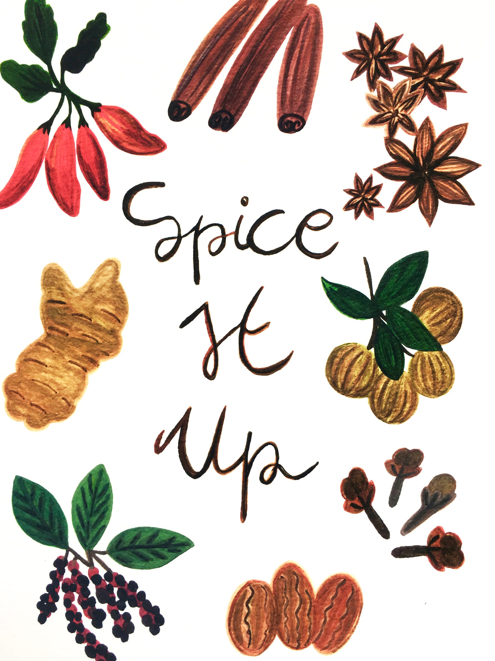 Spices Art Print A5/A4, "spice It Up, Kitchen Wall Decoration - Etsy
