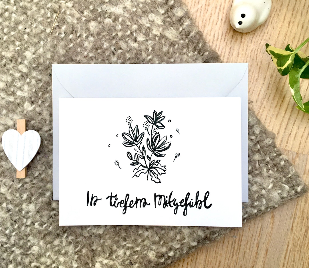 German Condolence Card: Hand-painted Floral Sympathy Card - Etsy