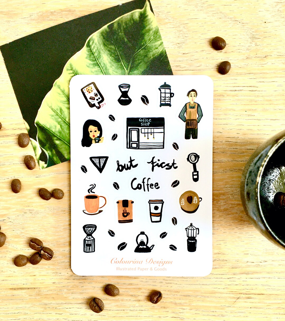 Coffee Sticker Sheet: Hand-drawn Planner Stickers - Etsy