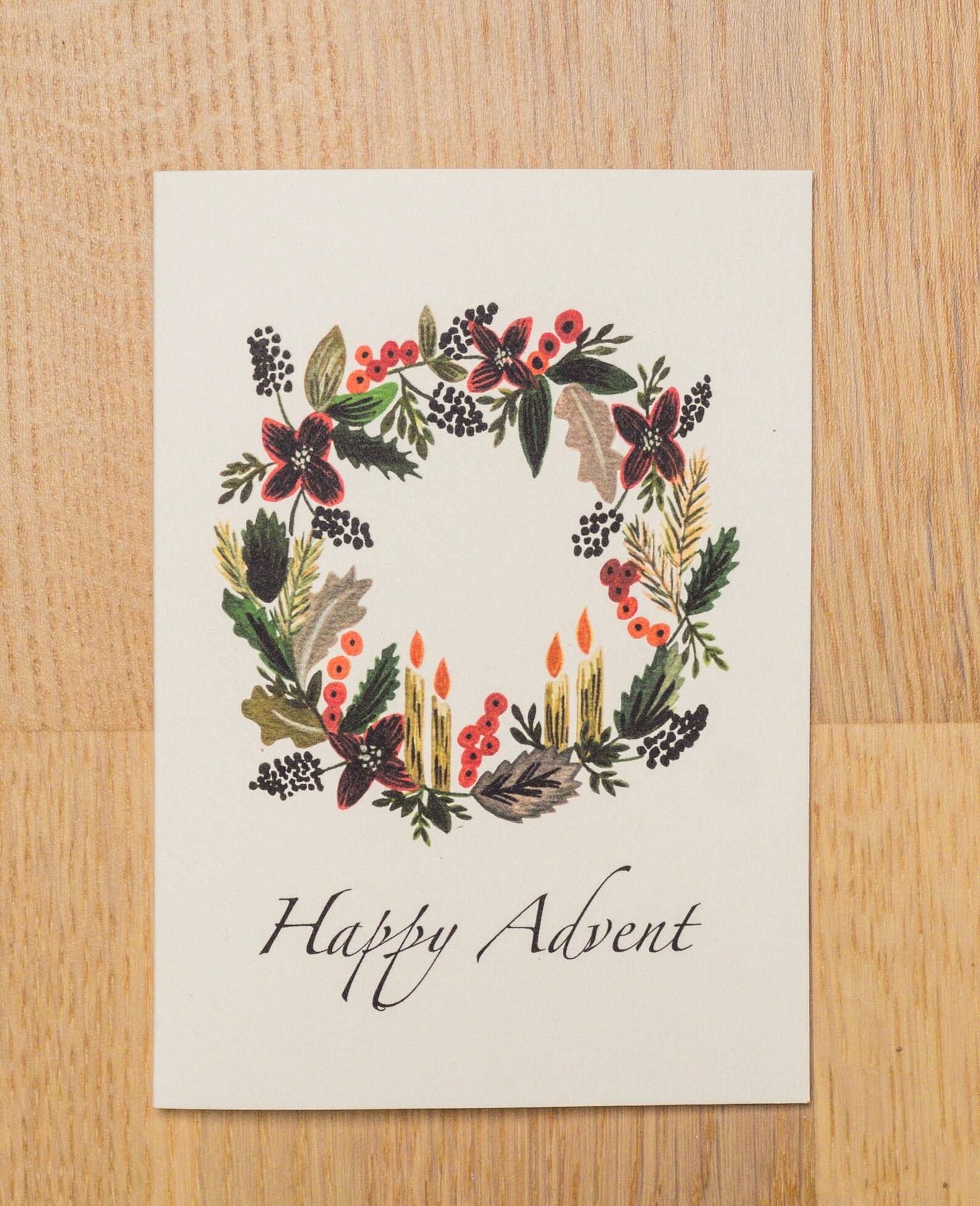 Advent Wreath Christmas Card: Hand-painted Gouache Design - Etsy
