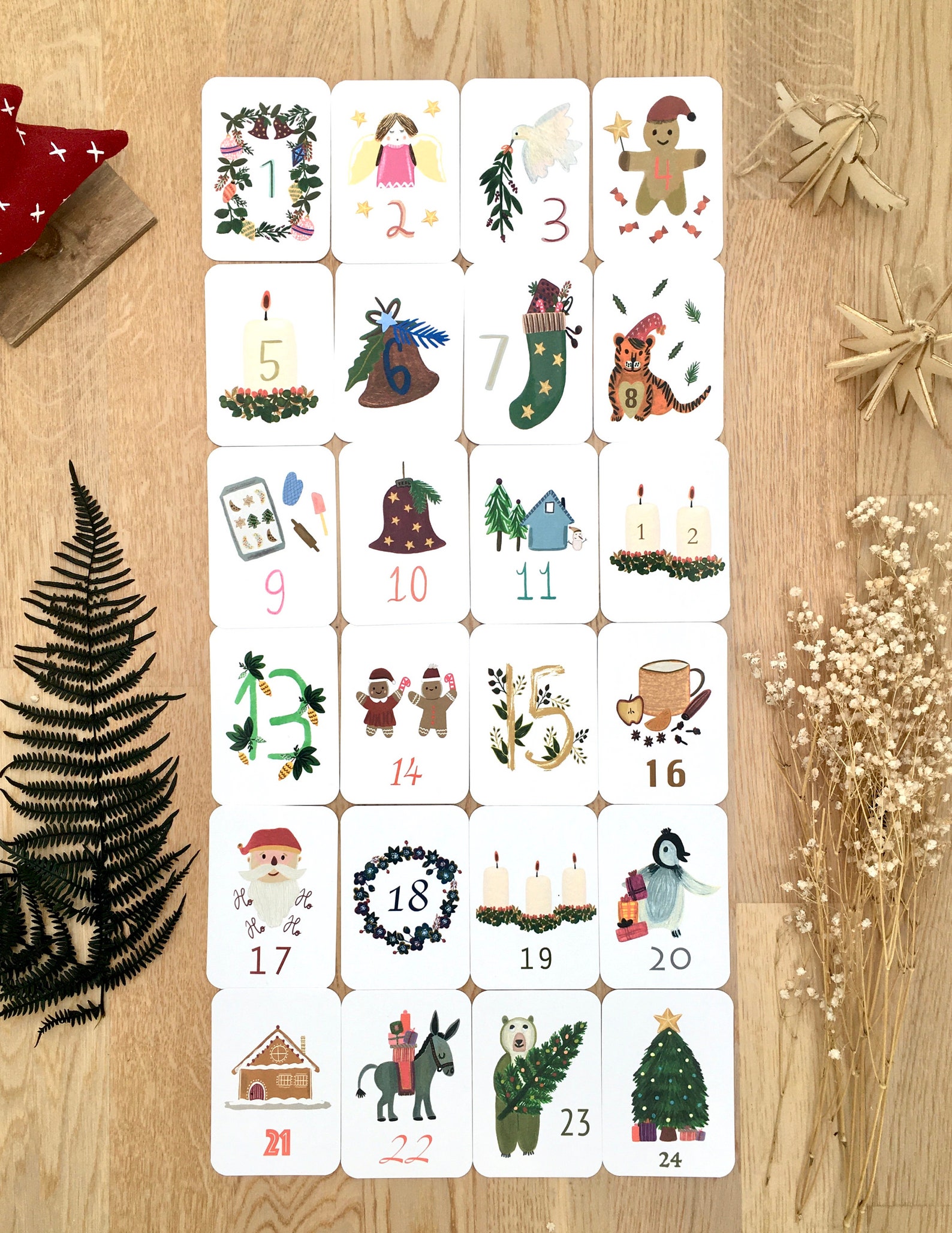 Advent Calendar Cards 24 Advent Cards Advent Theme - Etsy