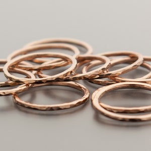 14K Rose Gold Filled Stacking Ring, Single Stackable Ring, Hammered ...