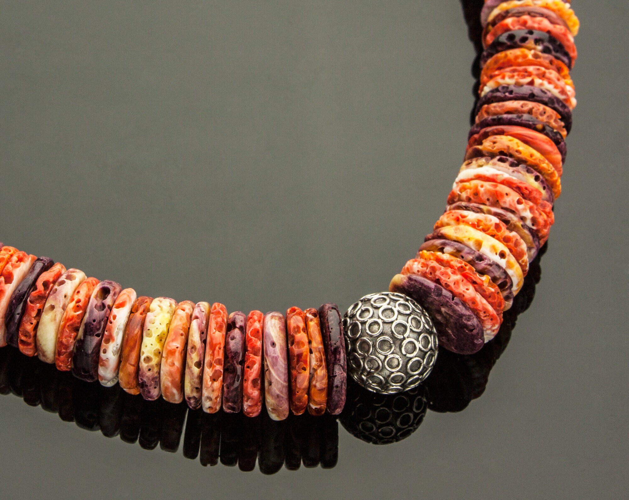 Spiny Oyster Necklace Spiny Oyster and Bali Silver Necklace - Etsy