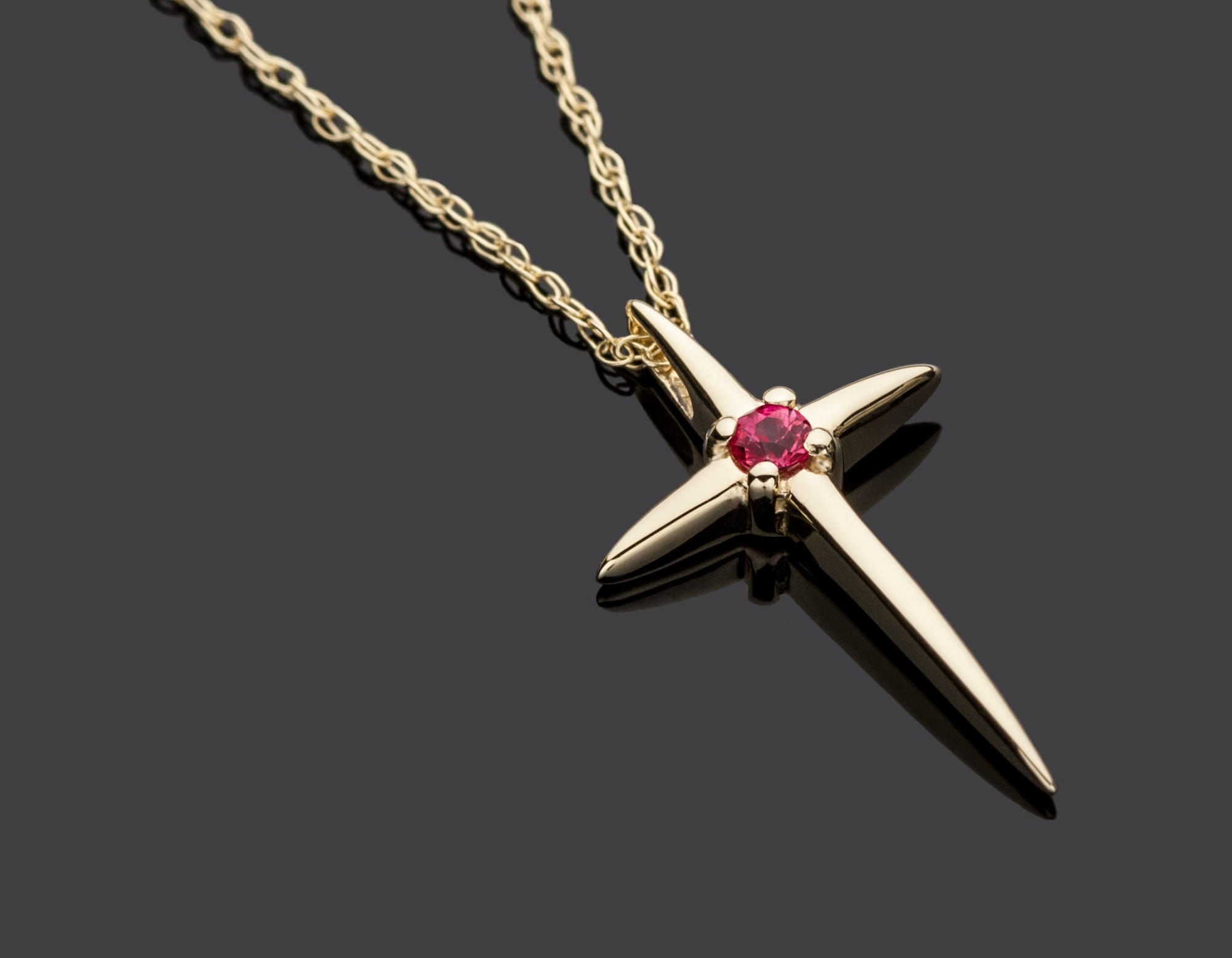 Ruby Cross Necklace Religious Cross Necklace Solid 14K Gold - Etsy