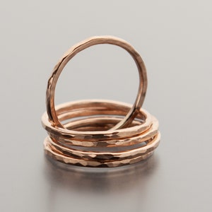 14K Rose Gold Filled Stacking Ring, Single Stackable Ring, Hammered Stacking Ring, Stacking Ring ...