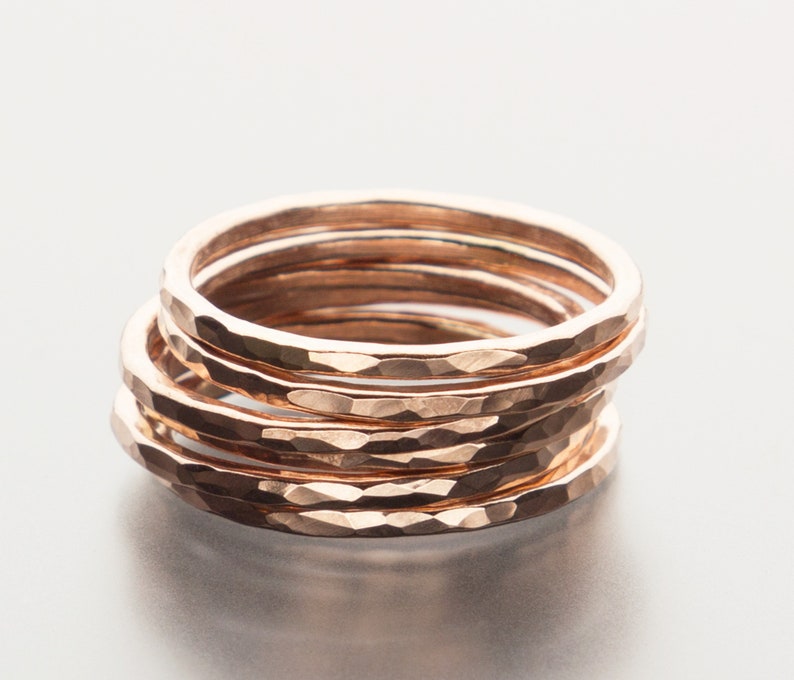 14K Rose Gold Filled Stacking Ring Single Stackable Ring | Etsy