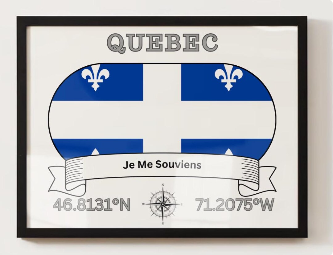 Quebec Flag Poster With Motto - Digital Download Wall Art - Etsy