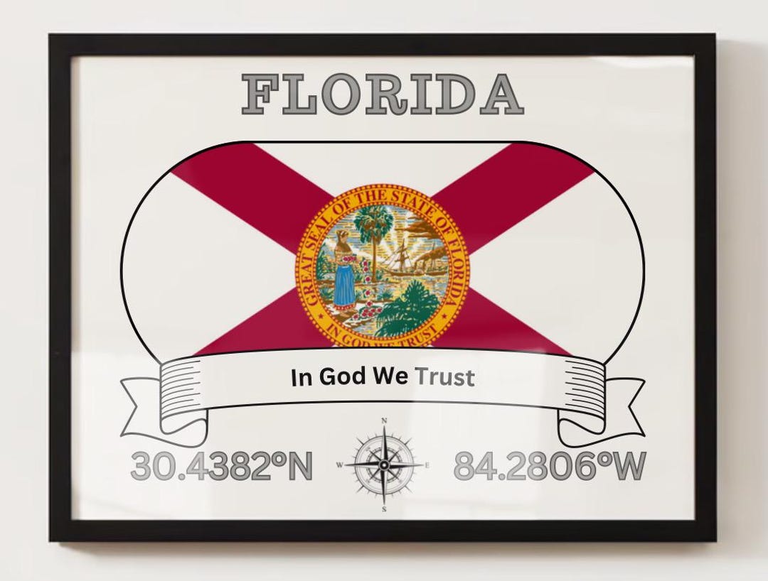 Florida Flag Poster With Motto Digital Download Wall Art - Etsy