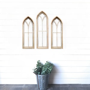 Ivory Point Cathedral Wood Window Collection - Set of 2 Medium Ivory ...