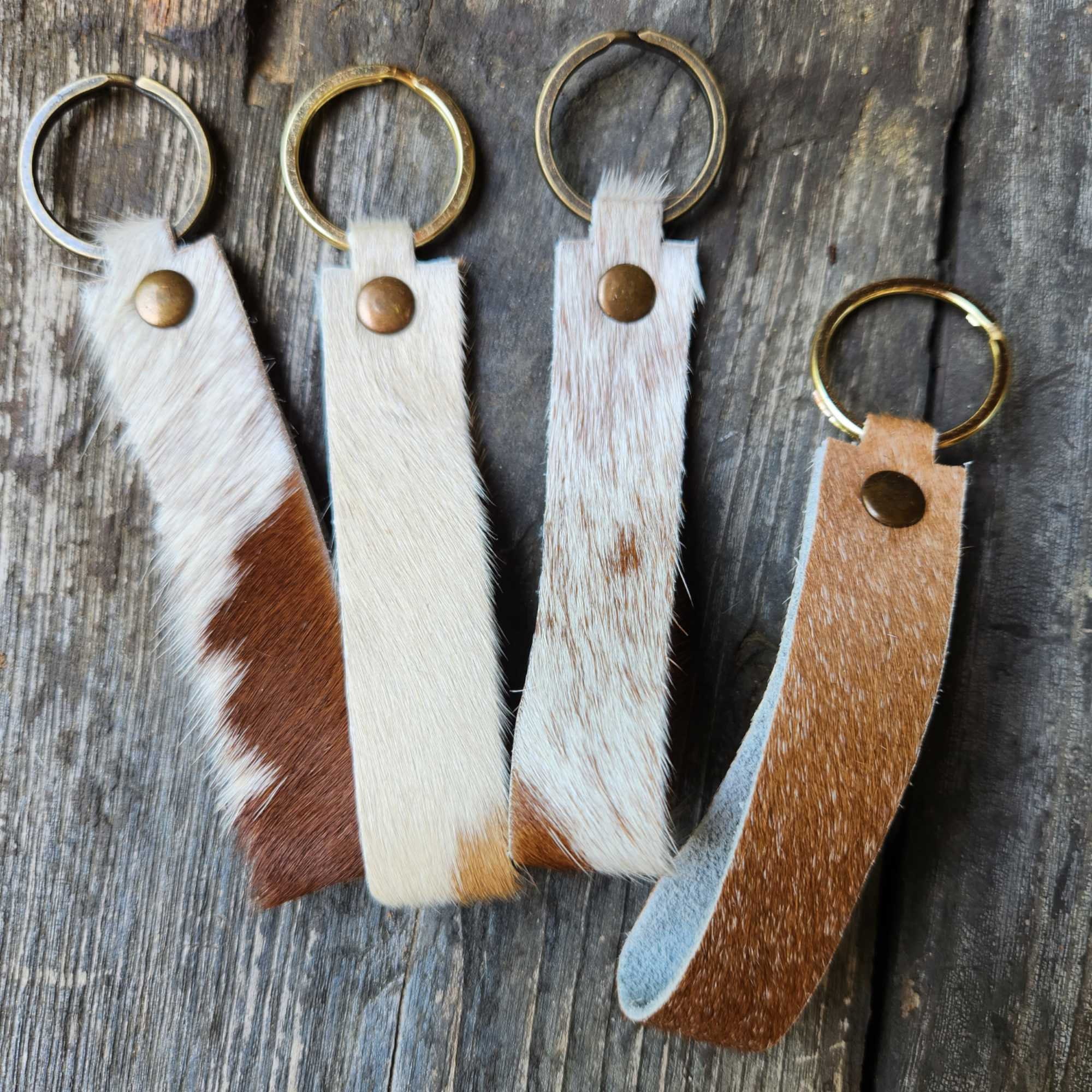Cowhide Leather Key Chain - Etsy