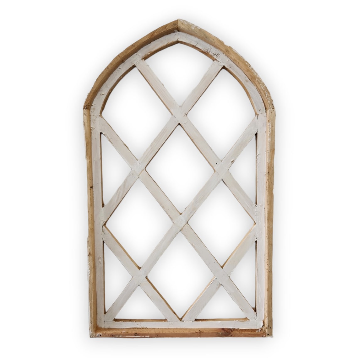 Farmhouse Wooden Wall Window Arch Wood Window - Lattice Gardens Antique ...