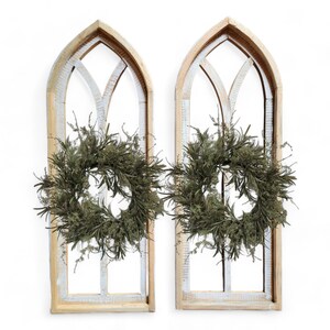 Ivory Point Farmhouse Wooden Wall Window Arches Set of 2 3 Sizes Rustic ...