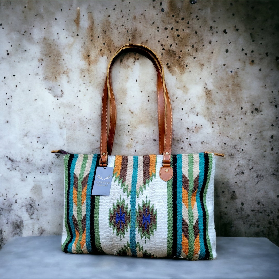Southwestern Large Handwoven Wool Boho Tote Aspen Saddle Blanket Bag - Etsy