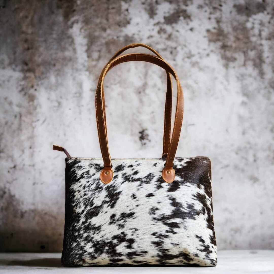 The Highlands Black Genuine Cowhide Tote Large Western Tote - Etsy