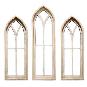 Ivory Point Cathedral Wood Window Collection - Set of 2 Medium Ivory ...